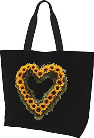 AOOEDM Sac &agrave; provisions r&eacute;utilisable en toile pour dames en forme de coeur de tournesol