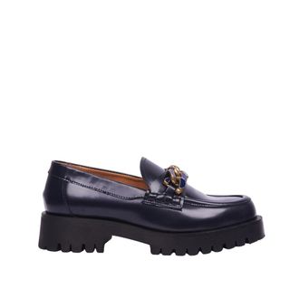 Bervicato Lederkette Mokassin Schuh - - Shoes - Damen - Blau - 38 EU