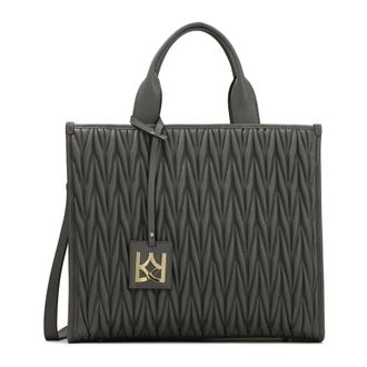 Kazar Graue Tote Tasche Handtasche mit Steppmuster vorne - - Bags - Damen - Grau - ONE SIZE