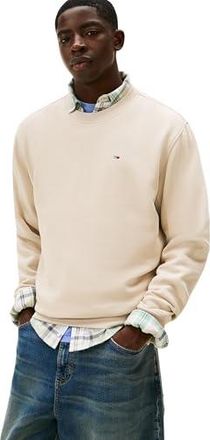 Tommy Jeans TJM Reg S Flag Crew Ext Dm0Dm20741 Sweat-Shirt &agrave; Enfiler, Beige (Gulf Sand), XXL Homme