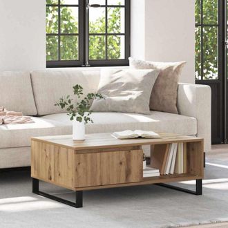 vidaXL Table basse Chêne artisanal 90 x 60 x 35 cm Bois dingénierie vidaXL