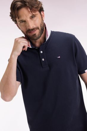 Eden Park Polo Manches Courtes En Coton Marine D&eacute;tails Tricolores Coupe Ample