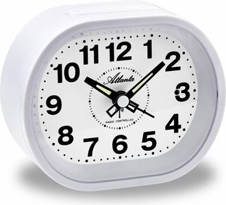 Atlanta Mocassin Gro&szlig;er Funkwecker Analog Licht Snooze Crescendo Zahlen - 1867/0 Wei&szlig;