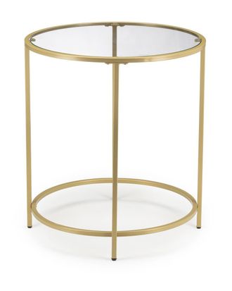 HowHomely Couchtisch Glamour Gold rund 50x55 cm Metall Glas Beistelltisch Seitentisch Kaffeetisch Dekoration Deko Modern Sofatisch Nachttisch Seitentisch
