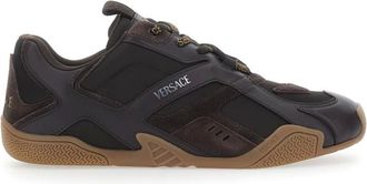 Versace Homme, Chaussures, Brun, Taille: 44 EU Galaxia Leather Baskets