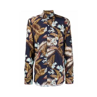 Barba Blumenhemd - - Shirts - Herren - Blau - 3XL