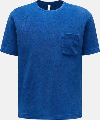 04651/ Herren - Frottee Rundhals-T-Shirt Terry Tee blau