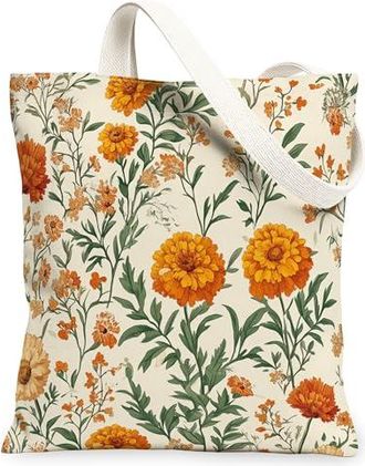 Generic Sac fourre-tout en toile r&eacute;utilisable pour le shopping, 33 x 38,1 cm, motif fleurs sauvages vintage, sac d&eacute;picerie r&eacute;utilisable pour femme, esth&eacute;tique