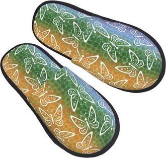 Generic Pantoufles à Hiver Motif papillon Rainbow Unisex Chaussons Homme Confortable Antidérapant Accueil Slippers Femme Intérieur M