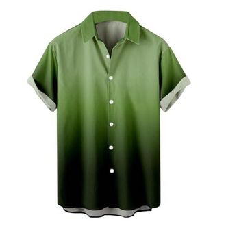 Generic Chemise d&eacute;t&eacute; &agrave; manches courtes pour homme - Couleur unie - D&eacute;grad&eacute; de couleur unie - Chemise d&eacute;contract&eacute;e - Grande taille - Col &agrave; revers - Haut de spo