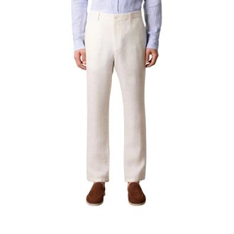 Brooks Brothers Homme, Pantalons, Blanc, Taille: W40 Pantalon en lin