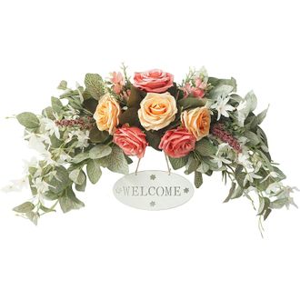 Generic Floral Swag, Orange Rose Fr&uuml;hling Floral Swag Willkommen dekorative T&uuml;r T&uuml;rst&uuml;rze Girlande mit Eukalyptus Bl&auml;ttern Hochzeit Bogen Blumen f&uuml;r Home Deco