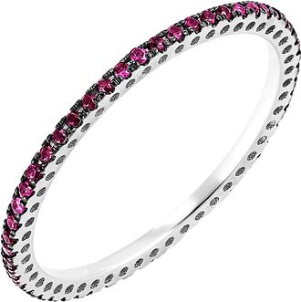 Edenly Trauring Funken - Weißgold, 18 Karat, mit Rubinen