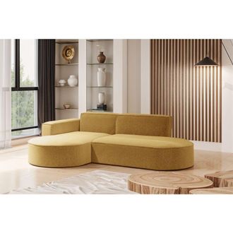 KAISER Modernes L-förmiges Designer-Ecksofa Modena Studio stoff Raven Gelb Links