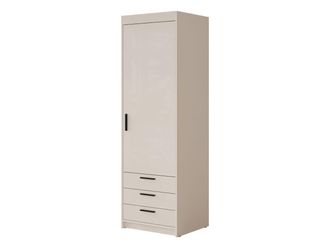 Mirjan24 Kleiderschrank Elena 1D3S, Dreht&uuml;renschrank mit 3 Schubladen und 4 Einlegeb&ouml;den, Schrank f&uuml;r Flur, Farbauswahl (Beige, Ohne Schrankaufsatz)