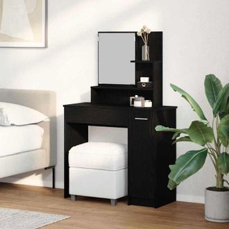 vidaXL Table de Toilette avec tiroir Ch&ecirc;ne noir 86,5 x 35 x 136 cm vidaXL