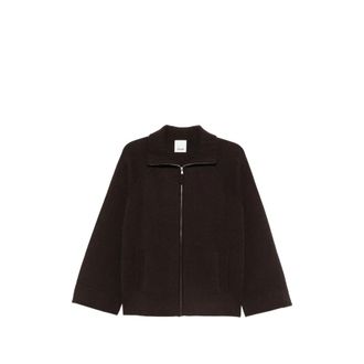 Allude Zip-up Funnel-neck Cardigan