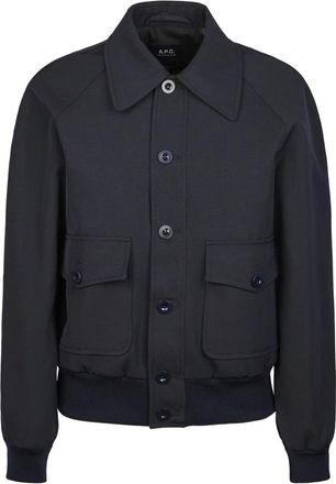 A.P.C. A.p.c., Femme, Vestes, Bleu, Taille: 36 FR Blouson Boutonn&eacute; Manches R&eacute;glant