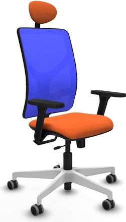 Piqueras y Crespo Schutzstuhl mit 3D-Armen, h&ouml;henverstellbarer Lendenwirbelst&uuml;tze und festem Kopfteil, ausgestattet mit Syncro/Traslack und Schneideschaum, Blau/Orange