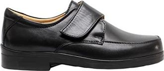 Roamers Roamer Chaussures de ville en cuir extra larges avec sangle scratch - Homme - Noir - 44 EUR (Taille fabricant 10)