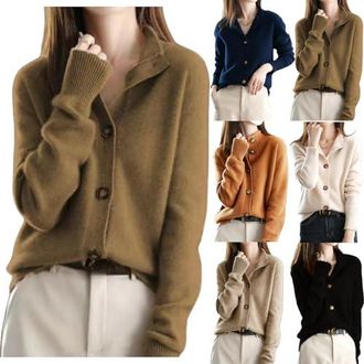 Generic Nouveau cardigan tricot&eacute; en cachemire, pull ouvert tendance pour femme, cardigan vintage Harajuku surdimensionn&eacute; &agrave; boutons, marron fonc&eacute;, XXL