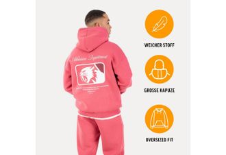 Smilodox Hoodie Striver, Kapuzenpullover Oversized mit Backprint, K&auml;ngurutasche Rippb&uuml;ndchen Smilodox Patch Brustprint Streetwear Gym Freizeit