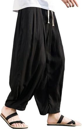 Generico Pantalon d&eacute;contract&eacute; de Jogging Vintage Japonais - Pantalon ample surdimensionn&eacute; - Jambe large - Pour homme, Noir, XXXXXL