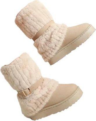 Generic JJDFW Bottes de neige &agrave; semelle &eacute;paisse en fausse fourrure pour femme - Chaudes et &eacute;paisses - En coton peluche - Confortanle - Antid&eacute;rapantes - Platef