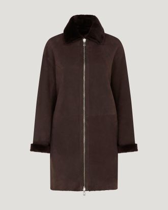 Belstaff Belstaff Manteau Spelter pour femme Shearling mérinos Brun châtaigne Taille XS