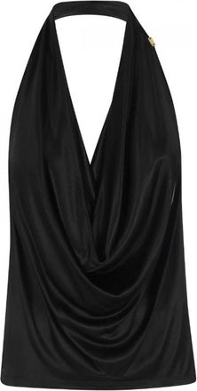 Elisabetta Franchi Femme, Tops, Noir, Taille: 38 FR Shiny Viscose Jersey Top