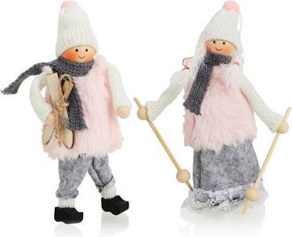 Com-Four 2X Figurines de No&euml;l Premium - d&eacute;corations de No&euml;l &agrave; Suspendre - Jolie Paire de Figurines de skieurs - d&eacute;corations darbre de No&euml;l Couple de Sports dhi