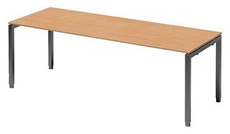 Bisley Cito Schreibtisch, 650-850 mm höheneinstellbares U-Gestell, Metall, Bc334 Dekor Buche, Gestell Anthrazitgrau, 80 x 220 x 85 cm