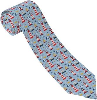 Generic Cravate Homme Impression DAncre De Phare Et De Mouette &Eacute;troit Necktie Tendance Cravate DAffaires Pour Affaires Accessoires Mariage
