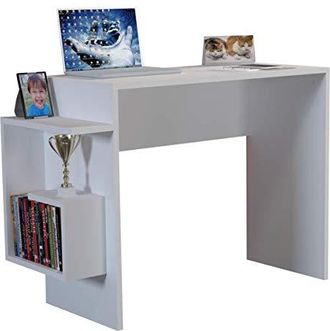 Moebel17 Alphamoebel 1322 Alaska Schreibtisch PC Tisch Computertisch Arbeitstisch, Holz, mit Ablagefächer, Designertisch, 104 x 73 x 40 cm, Weiß