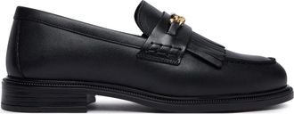 Tommy Hilfiger Slipper Tommy Hilfiger Th Chain Fringe Leather Loafer FW0FW09668 Schwarz