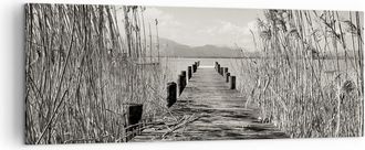Arttor Panorama Bilder auf Leinwand Brücke Pier Sepia Leinwandbild 140x50cm Wandbilder Dekoration Wohnzimmer Schlafzimmer Küche Groß XXL Wanddeko Bild Wand K