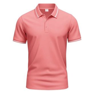 Generic Polo &agrave; manches courtes pour homme en couleur unie, Rose, XXL