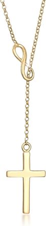 Elli Halskette Damen Y-Kette Kreuz Infinity Symbol in 925 Sterling Silber vergoldet