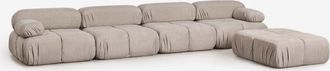 Sklum Kendall 4-teiliges modulares Sofa und Boucl&eacute;-Pouf, vakuumverpackt
