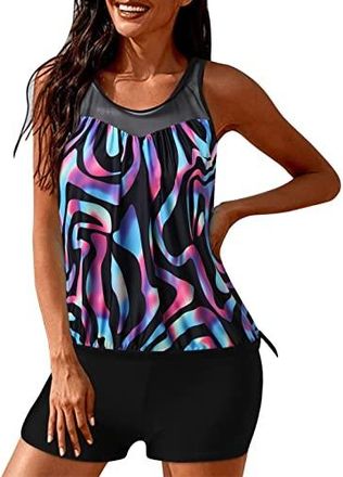 Generic Ensemble tankini pour femme - Maillot de bain deux pi&egrave;ces - Maillot de bain ventre plat - Push Up - &Eacute;l&eacute;gant - Simple - Short de bain - Maillot de bain