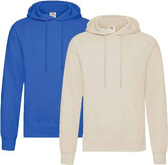 Fruit Of The Loom Herren Kapuzenpullover S M L XL XXL 3XL 4XL 5XL auch Sets, 1x Royal + 1x Natur + 1x HL-Kauf Notizblock, XXL