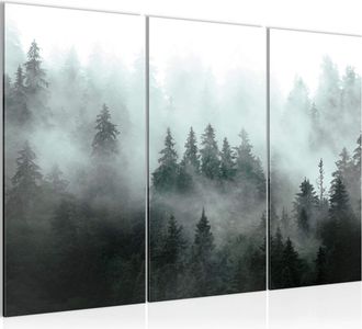 Runa Art Wandbilder Wald Natur Bild XXL Wohnzimmer Schlafzimmer T&uuml;rkis Grau Panorama 120 x 80 cm 3 Teilig 032331b