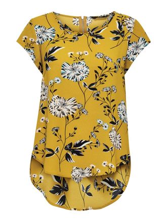 Only NOS Damen onlVIC SS Aop TOP NOOS WVN Bluse,, per pack Mehrfarbig (Chai Tea Aop: Yellow Flower), Small (Herstellergr&ouml;&szlig;e: 36)