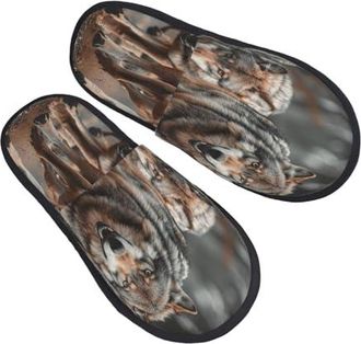 Generic Loups Femme Homme Slippers Peluche Chaussures De Maison L&eacute;g&egrave;res Chaussons Pour Hiver Maison Ext&eacute;rieur M