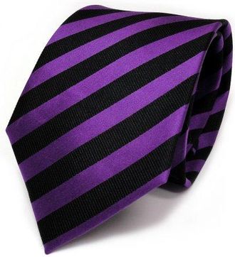 TigerTie Designer Soie Cravate Violet Noir rayé - Cravate Soie
