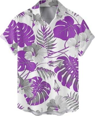 Generic Chemise hawa&iuml;enne pour homme - Motif palmier hawa&iuml;en des Cara&iuml;bes - Chemise d&eacute;t&eacute; boutonn&eacute;e &agrave; manches courtes - Tendance - V&ecirc;tements de f&ecirc;te d&eacute;contract