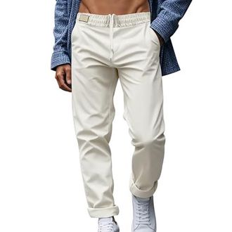 Generic Pantalon de jogging pour homme, &eacute;l&eacute;gant, uni, &eacute;lastique, pantalon d&eacute;contract&eacute; &agrave; lacets pour homme, Blanc., XXL