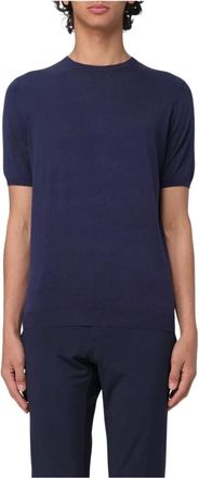 People of Shibuya Homme, Pulls, Bleu, Taille: 3XL Pull ras du cou à manches courtes en laine mérinos