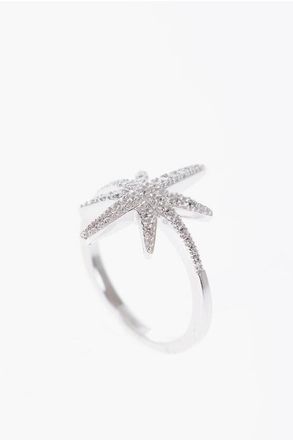 APM Monaco Rhinestone Silver METEORITES NOIRES Ring size 16,5