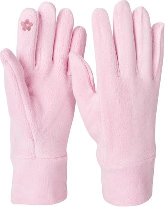 styleBREAKER Damen Touchscreen Fleece Handschuhe Einfarbig, warme Fingerhandschuhe, Winter 09010047, Farbe:Rose